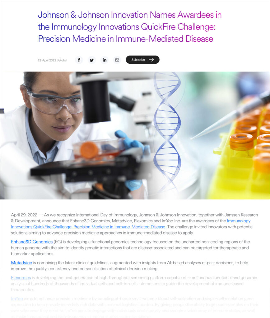 Winner of Immunology Innovations QuickFire Challenge – Metadvice